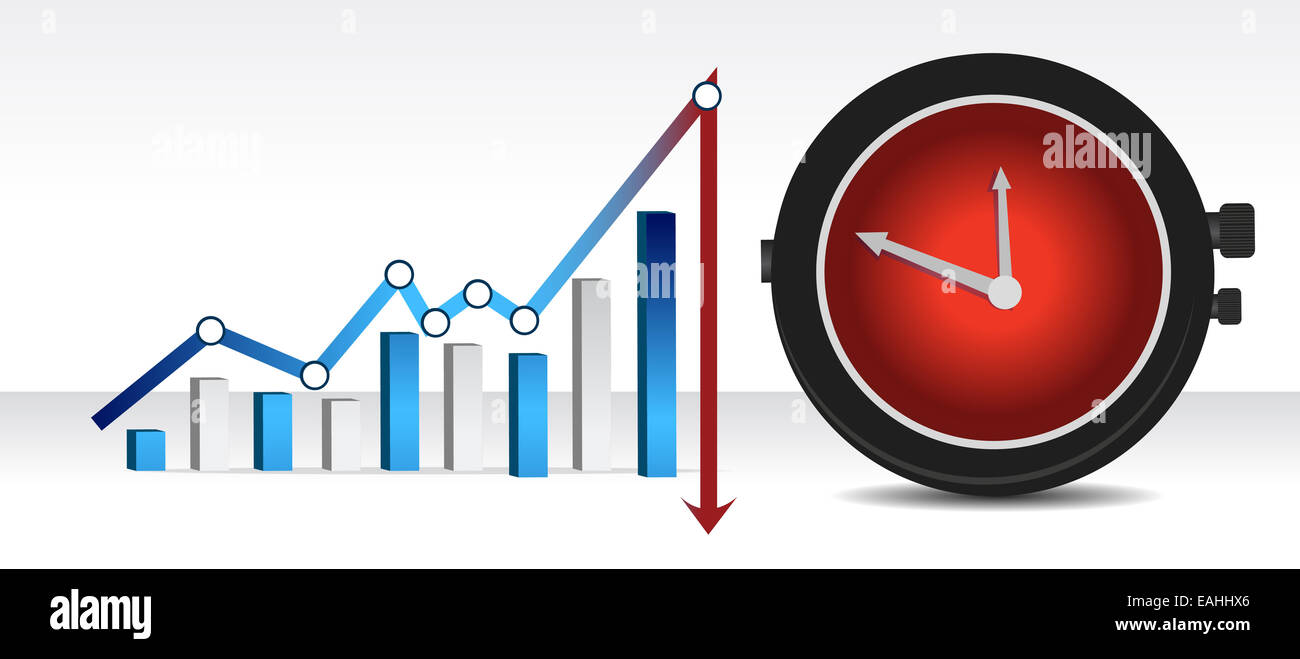 Graph and watch illustration design Stock Photo - Alamy