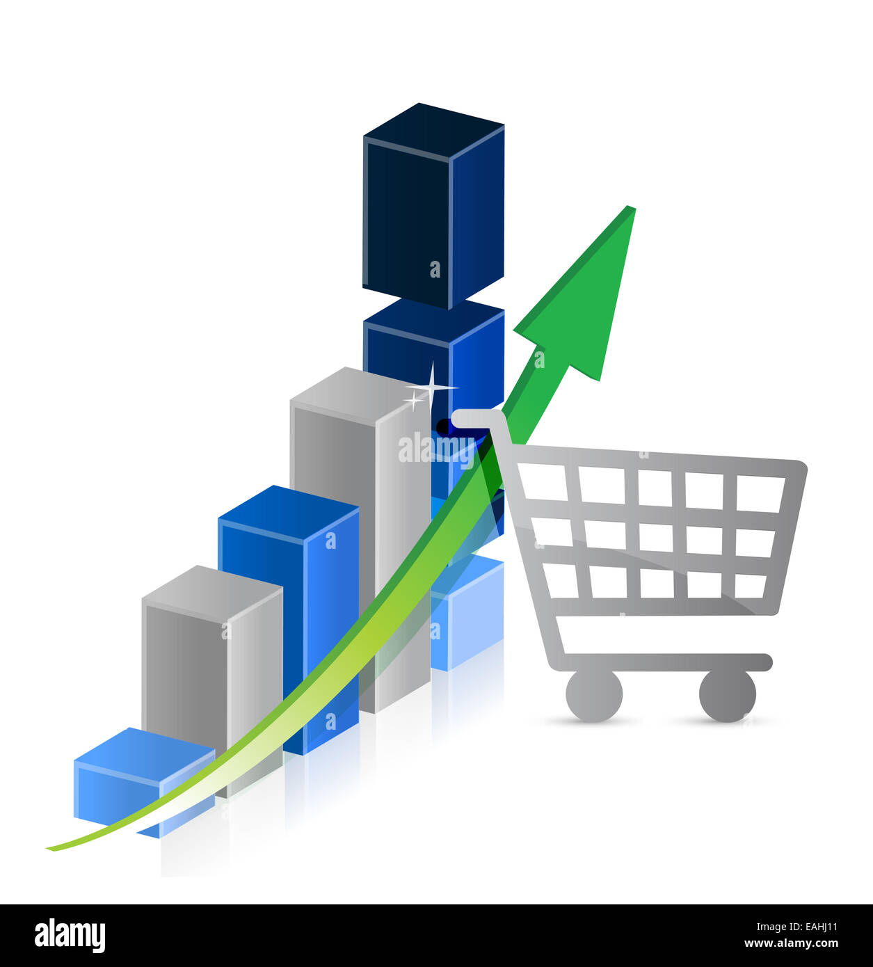 Shopping cart graph business illustration design Stock Photo - Alamy