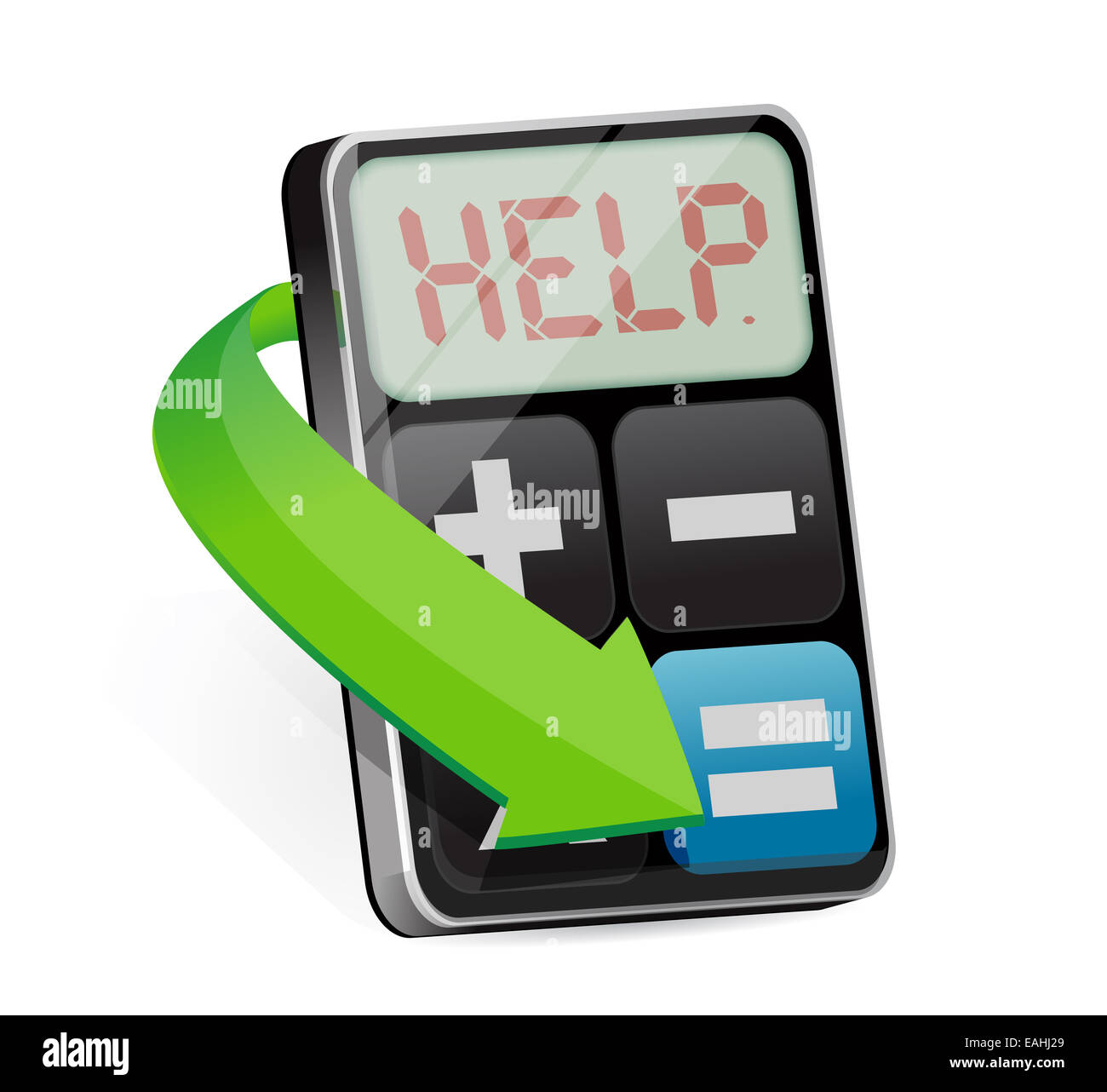 Calculator displays the word Help illustration Stock Photo - Alamy