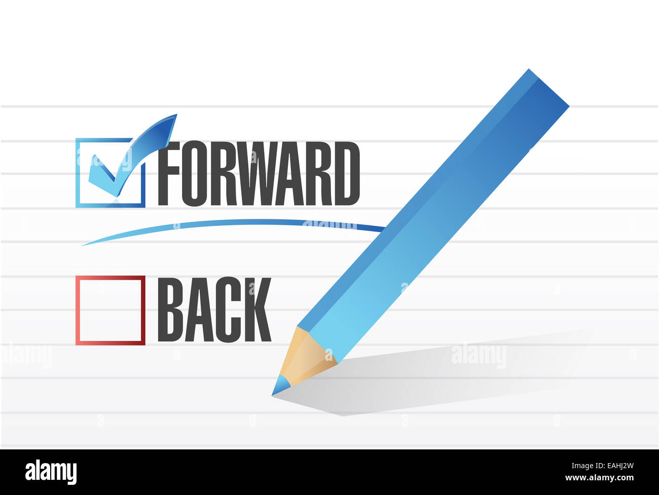 Forward over back. checkmark illustration Stock Photo - Alamy