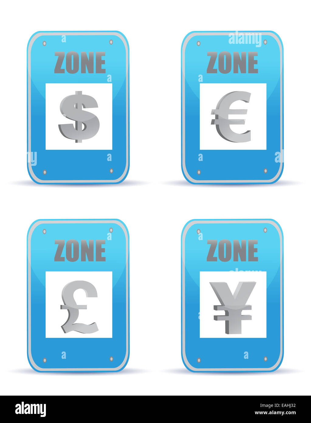 Currency zones symbol illustration design signs Stock Photo - Alamy
