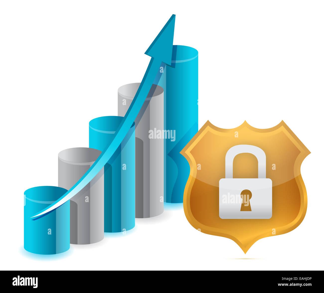 Business protection graph and shield illustration Stock Photo - Alamy