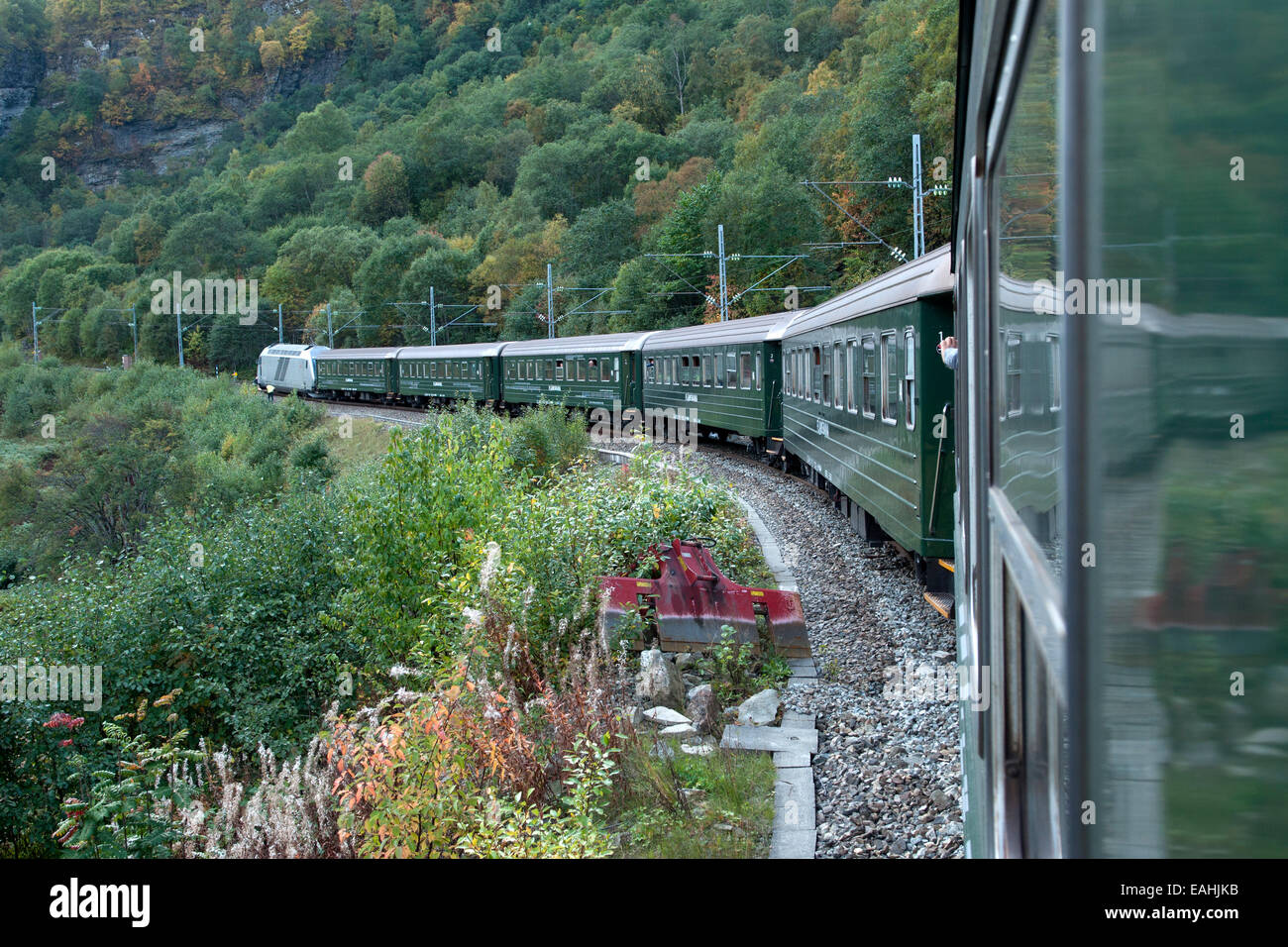 Flamsbana, the train from Flam to Myrdal, Norway Stock Photo - Alamy