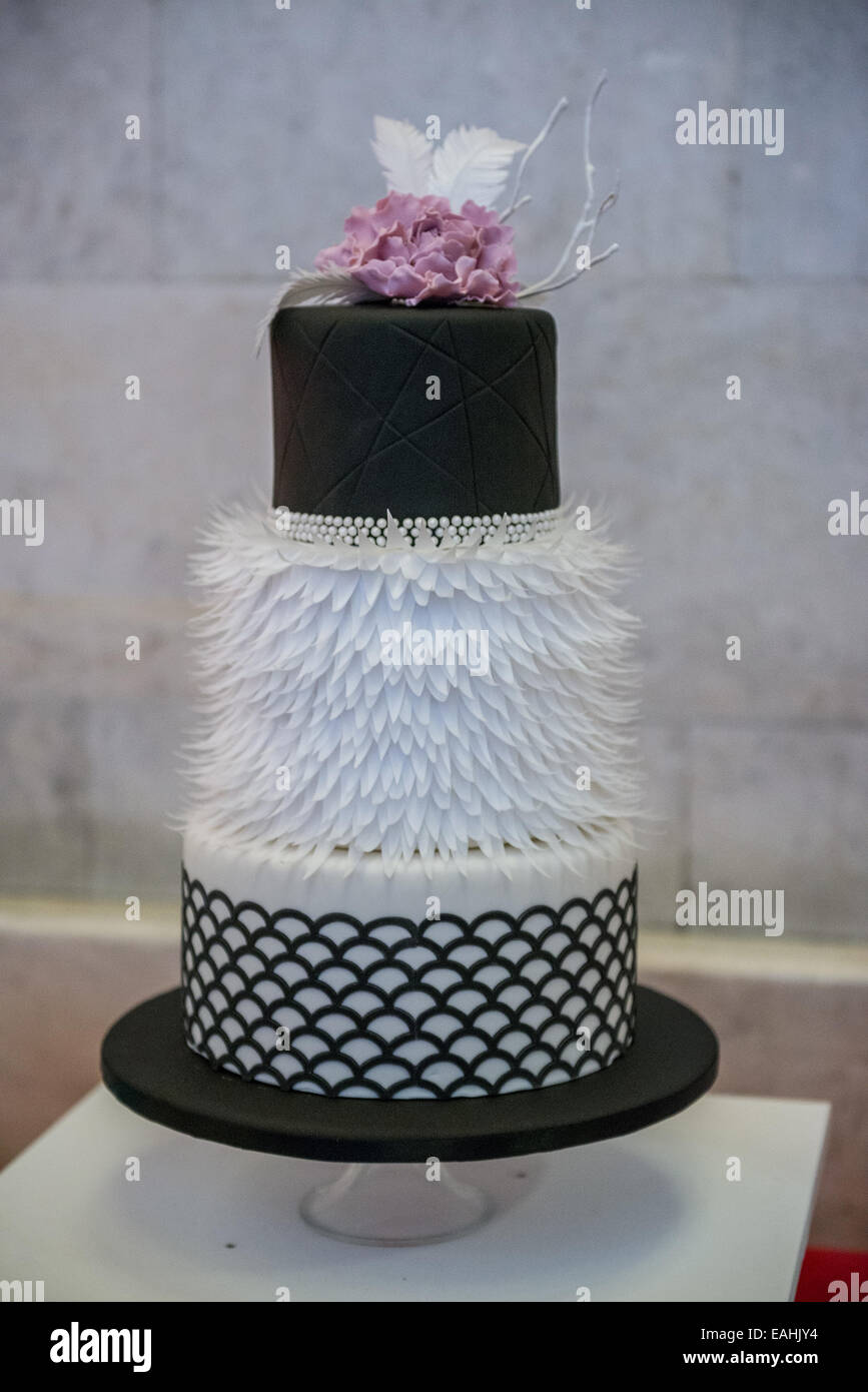 Warsaw, Poland. 15th November, 2014. fancy layer cake displayed on a ...