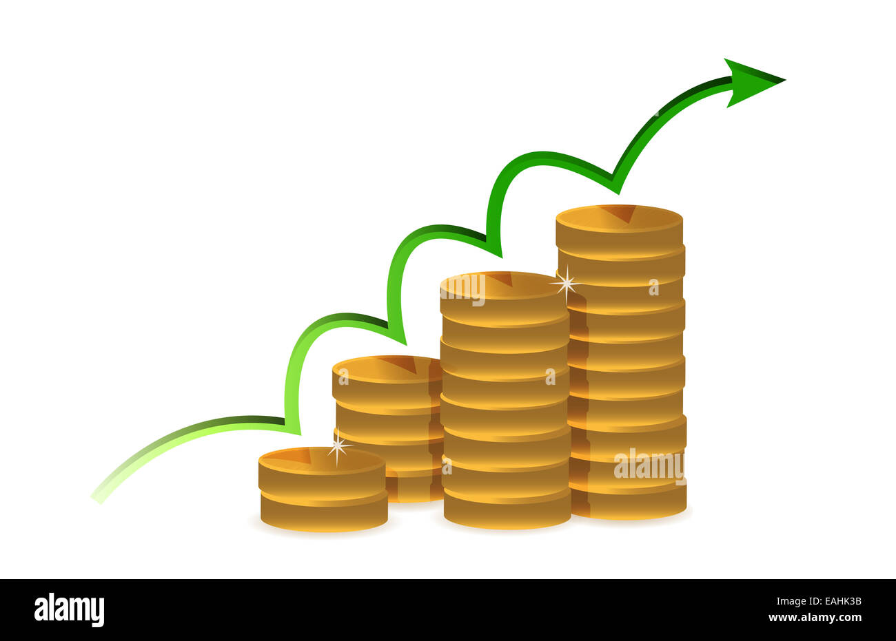 Illustration coins of financial success Stock Photo - Alamy