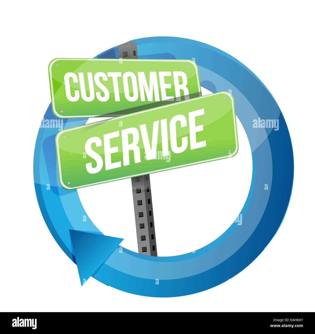 Customer service road sign cycle illustration Stock Photo - Alamy