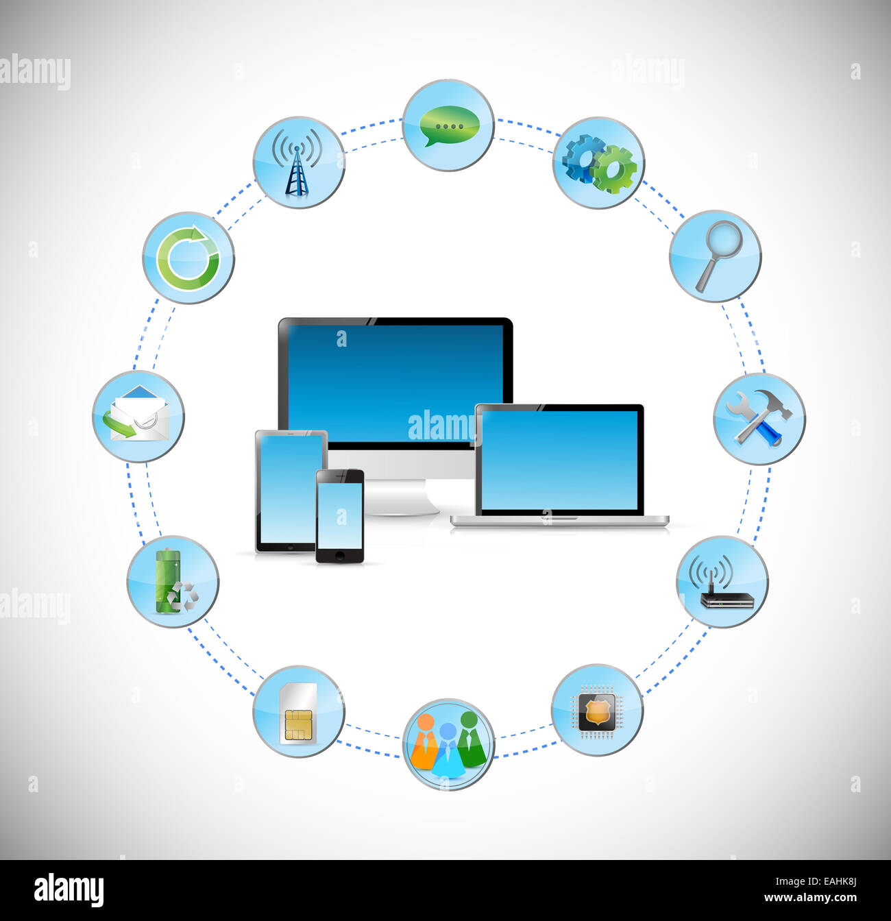 Technology network connection tools. illustration Stock Photo - Alamy