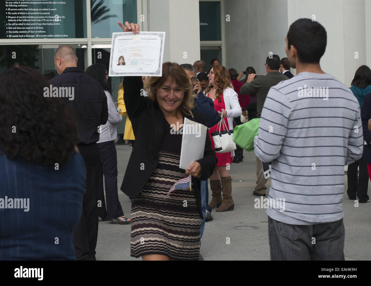 Ontario, CALIFORNIA, USA. 15th Nov, 2014. New citizen Reyna Erazo shows ...