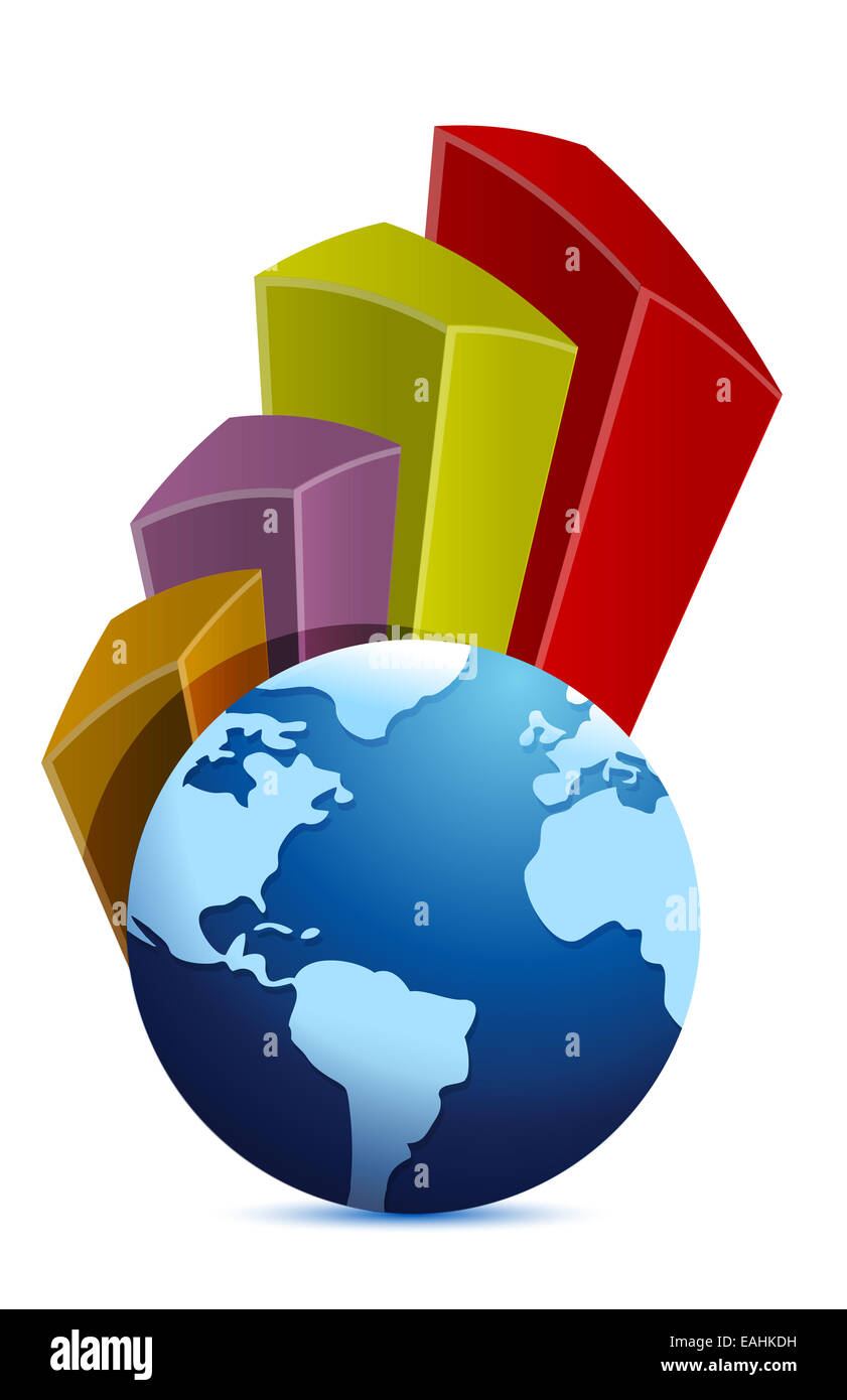 Globe and curve business graph Stock Photo - Alamy