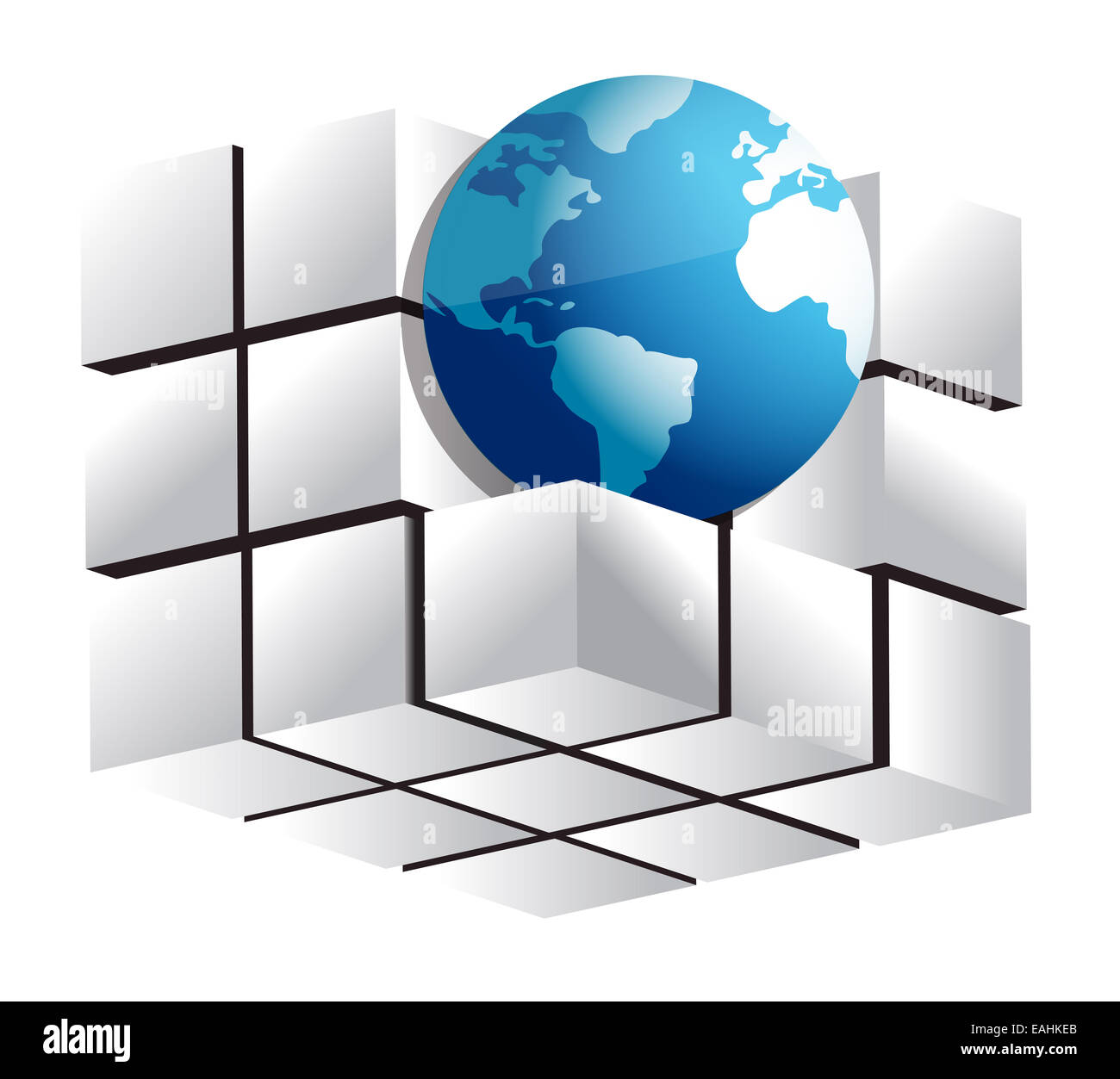 Planet earth and cubes Cut Out Stock Images & Pictures - Alamy