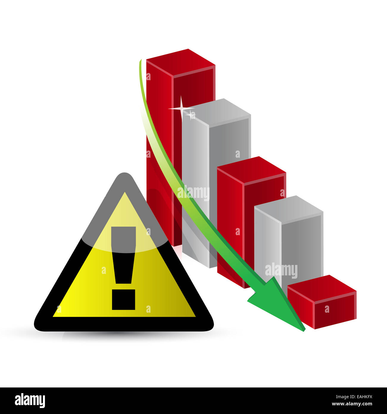Warning sign with a failing business graph Stock Photo - Alamy
