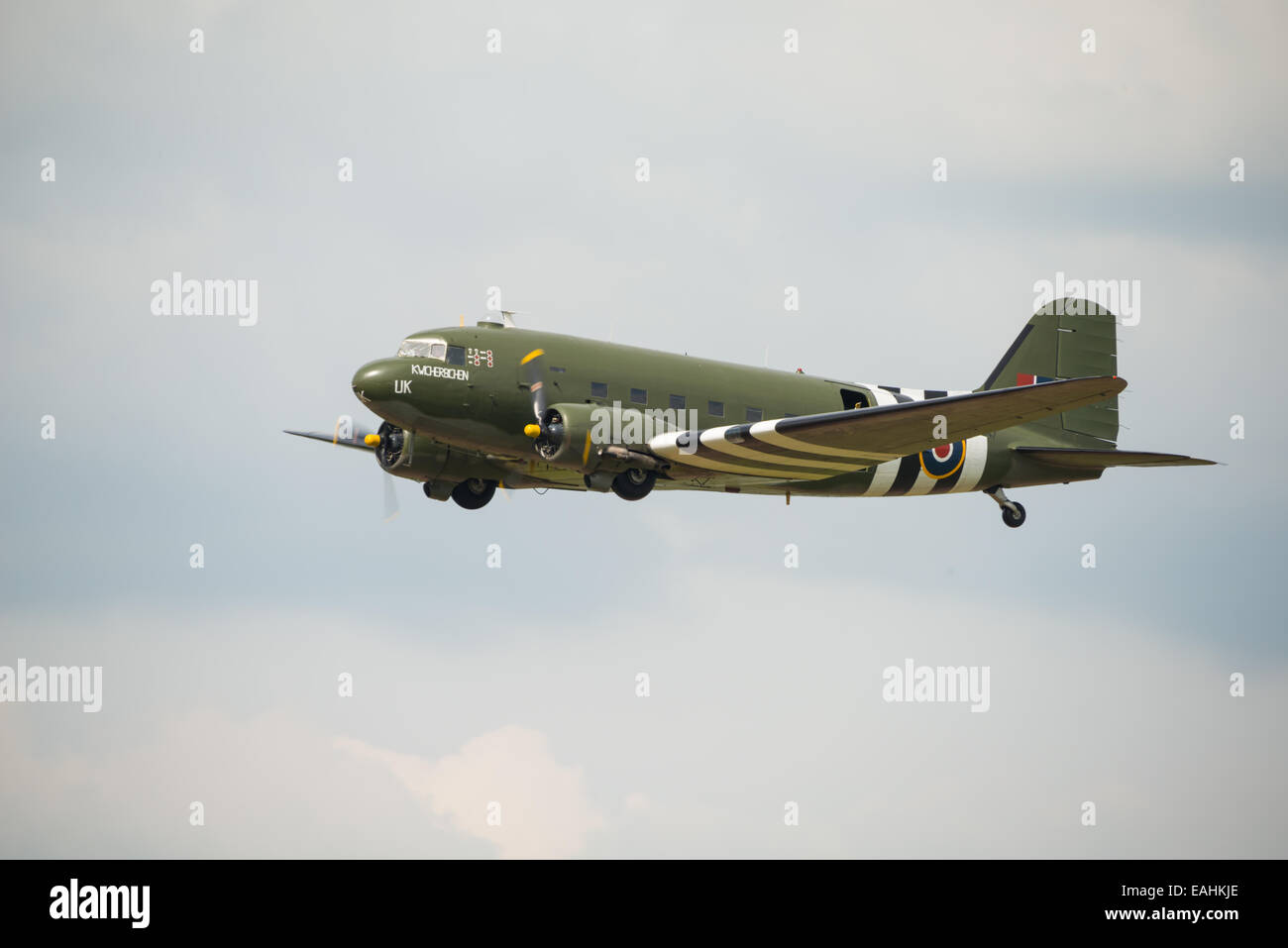 Fairford, UK - 12 July 2014: Veteran Douglas DC3 'Kwicherbichen' in ...