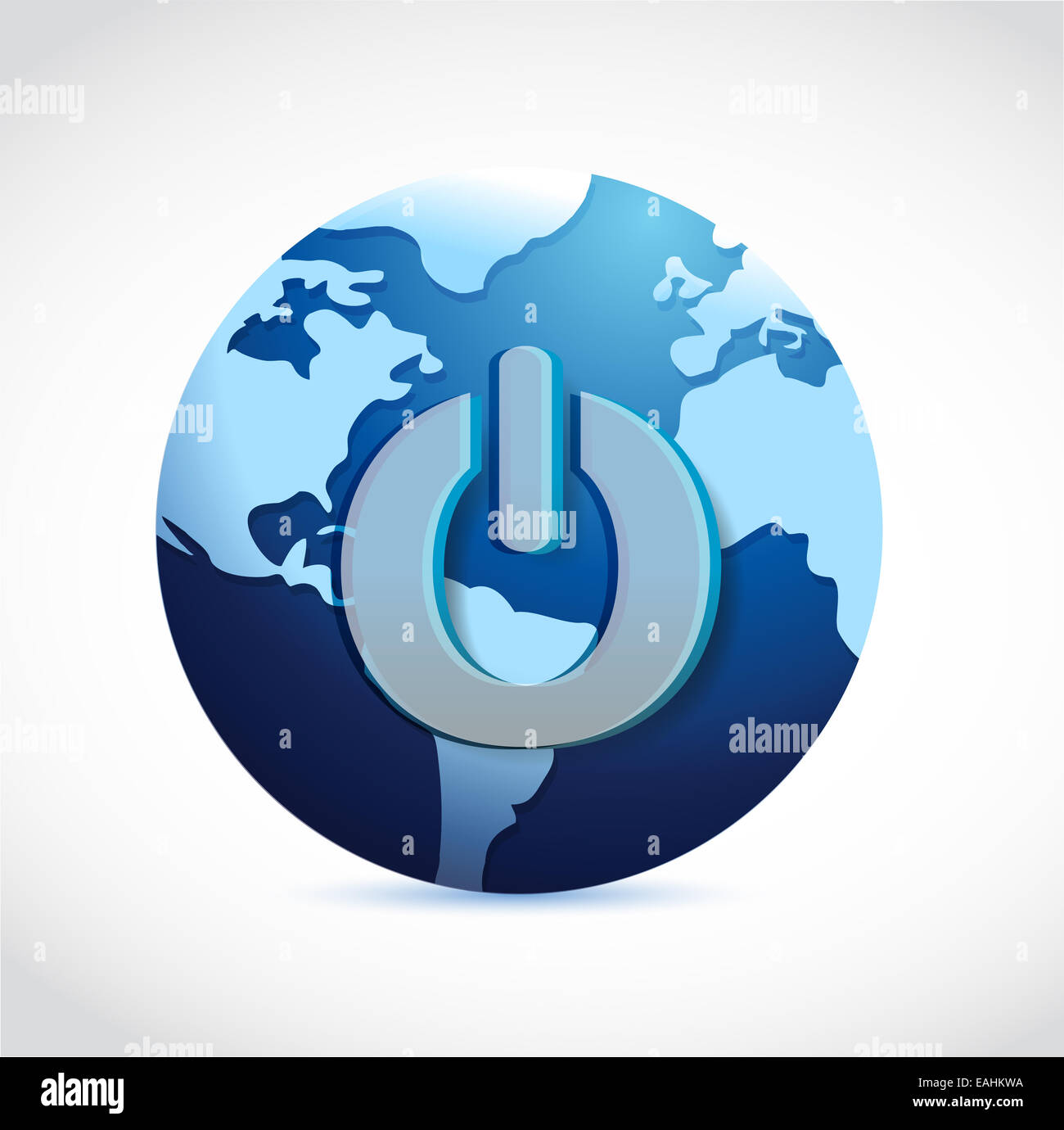 power button with the world on a white background Stock Photo - Alamy