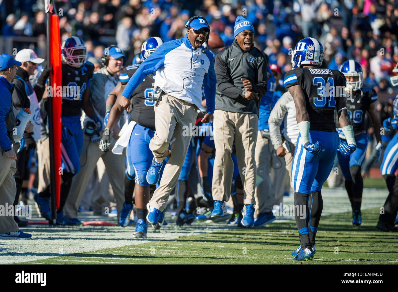Durham, NC, USA. 15th Nov, 2014. Duke coaching staff and players ...