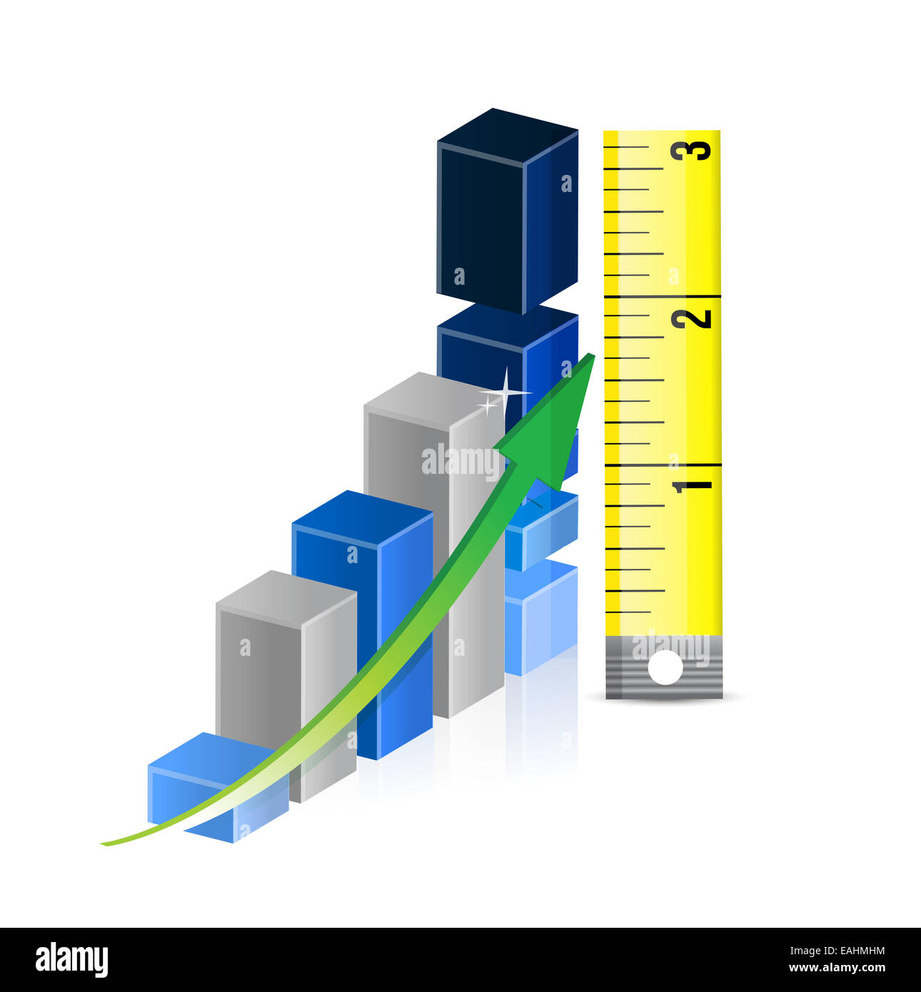 Tape measure bar graph concept illustration Stock Photo - Alamy