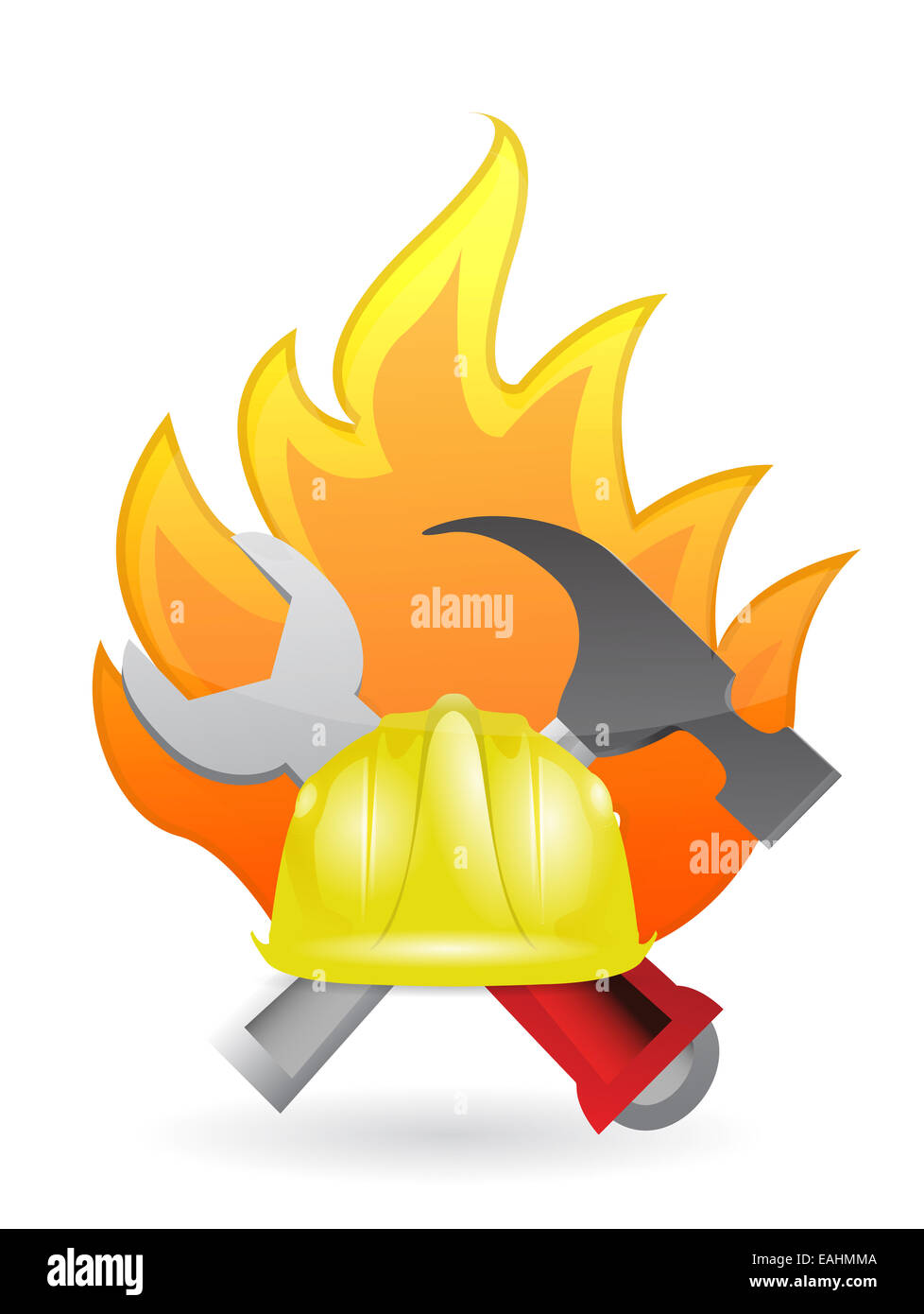 Construction tools on fire Stock Photo - Alamy