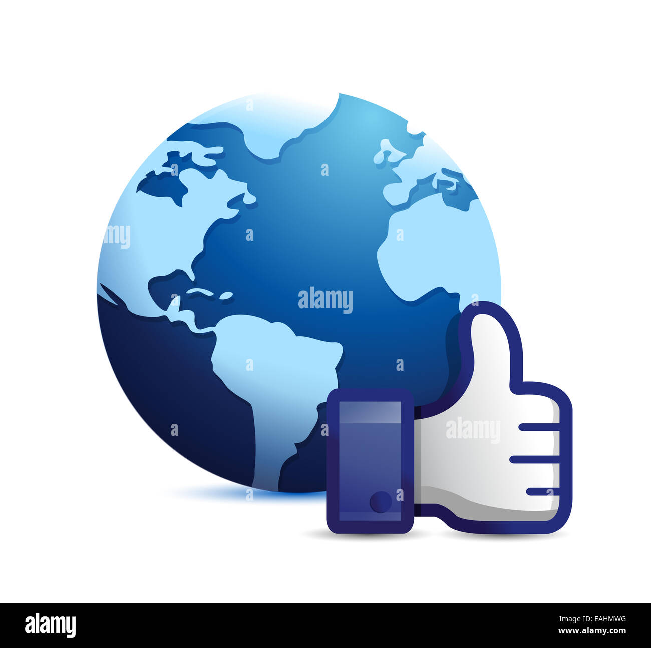 Earth globe thumb up Stock Photo - Alamy