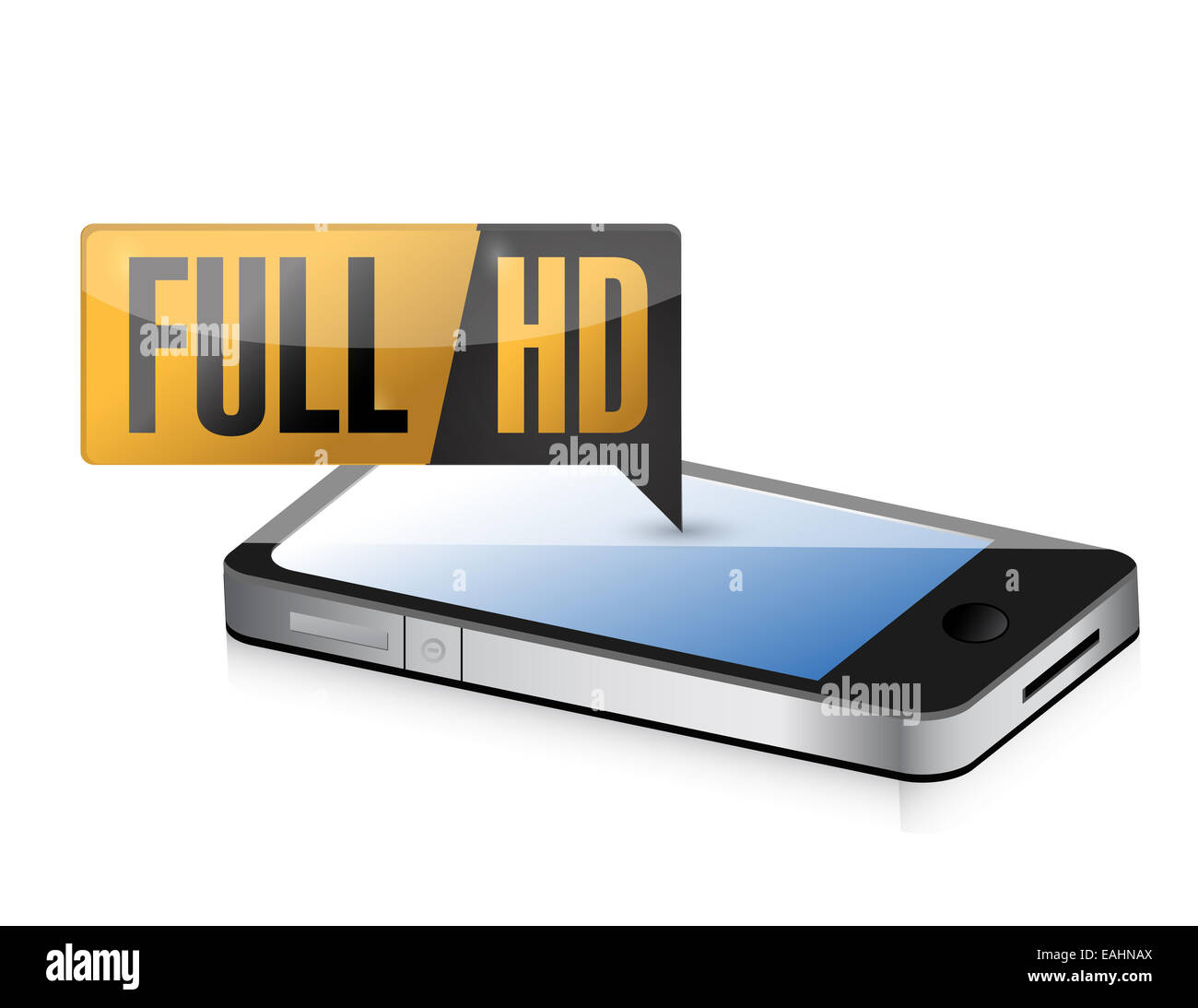 Phone with Full HD. High definition button Stock Photo - Alamy