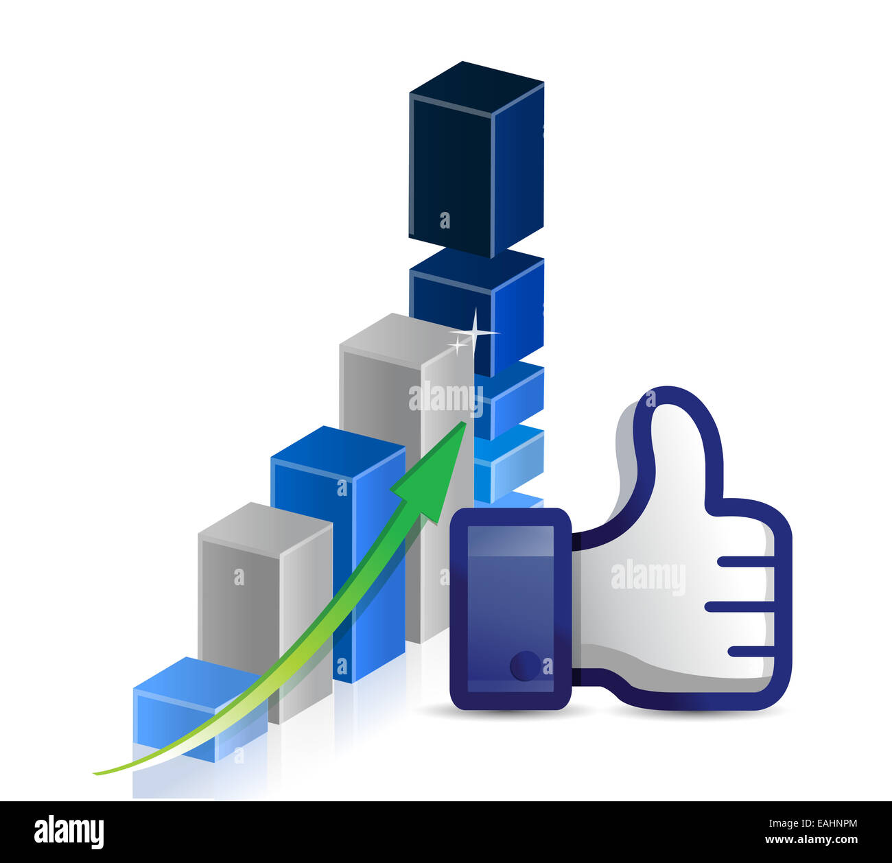 Business graph thumb up Stock Photo - Alamy