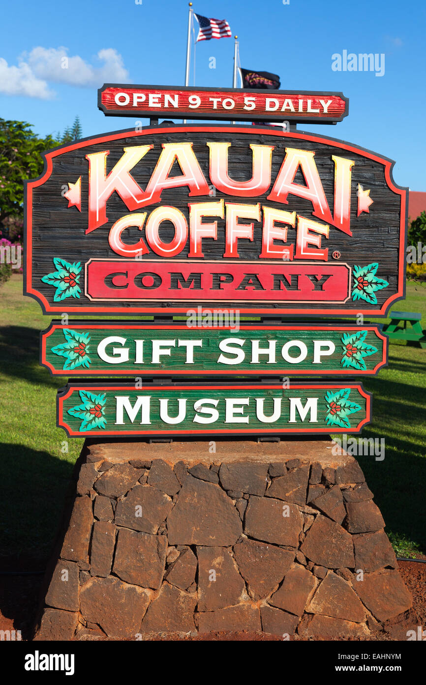Sign for Kauai Coffee Company Stock Photo - Alamy