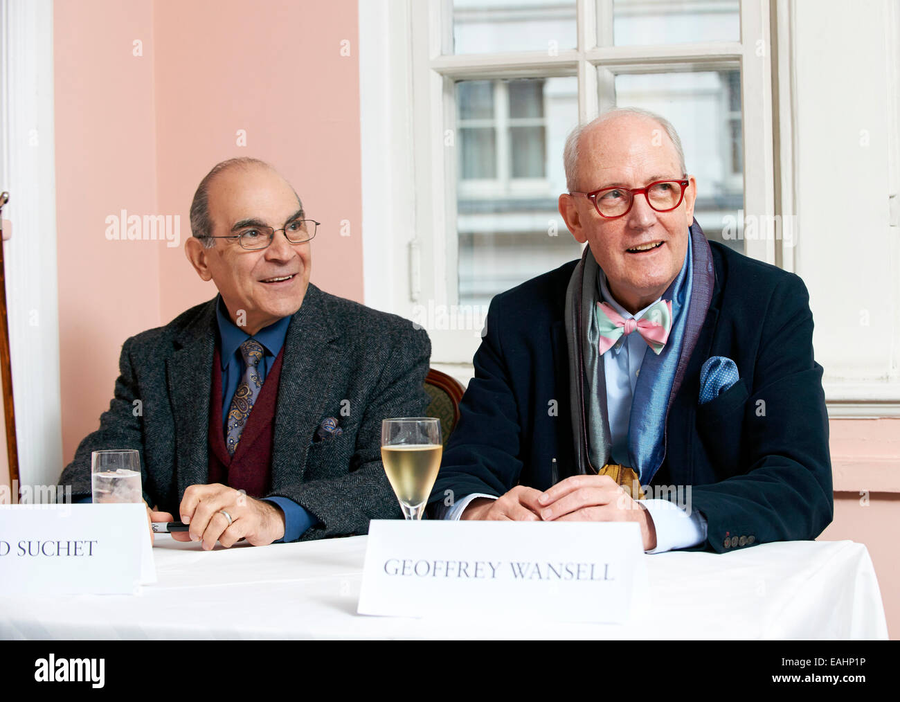 David Suchet & Geoffrey Wansell at the Oldie Literary Lunch 11-11-14 ...