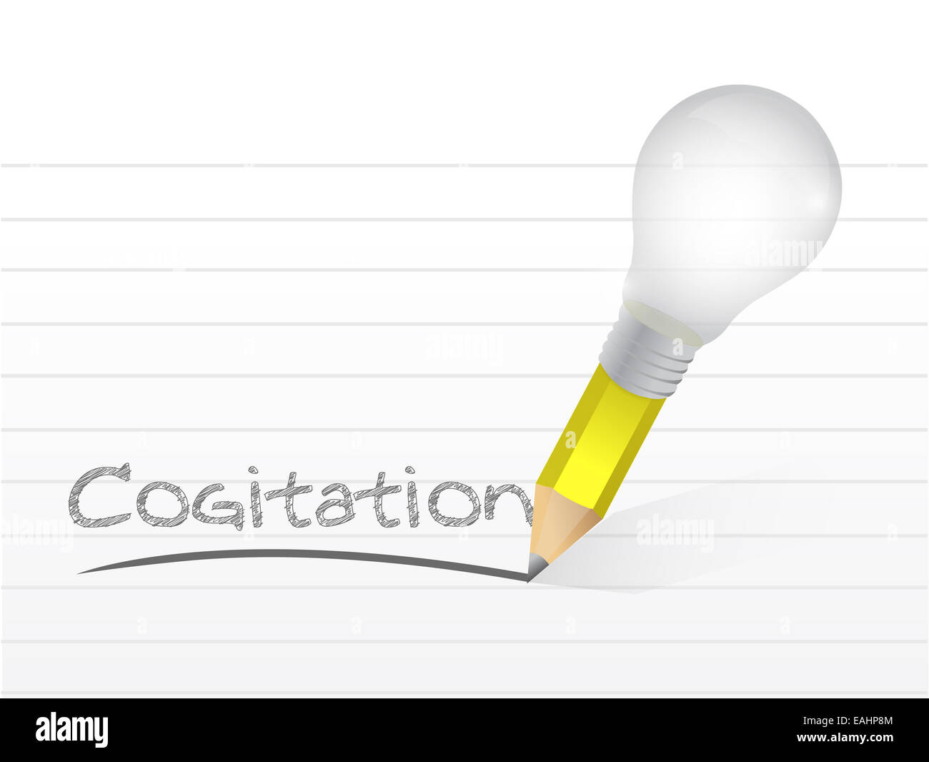 Cogitation written with a light bulb idea pencil Stock Photo - Alamy