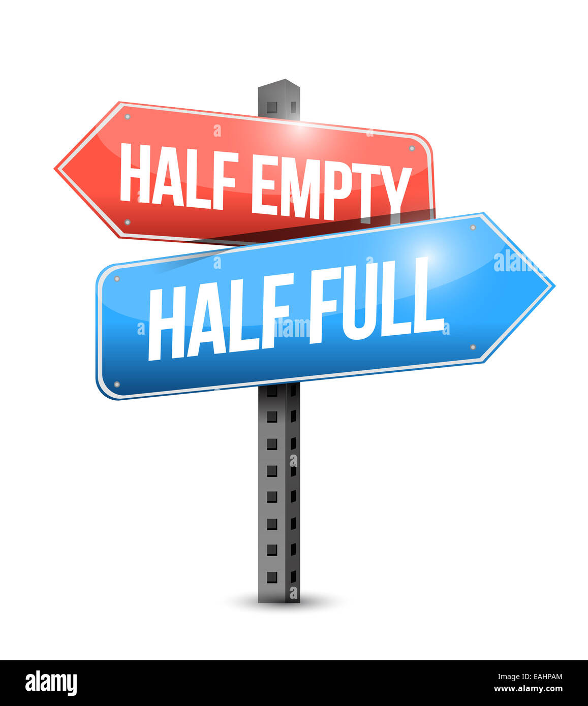 Half full, half empty road sign illustration Stock Photo - Alamy