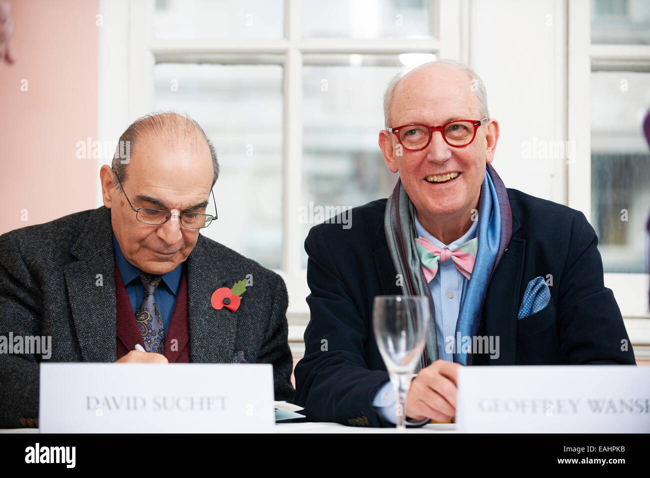 David Suchet & Geoffrey Wansell at the Oldie Literary Lunch 11-11-14 ...