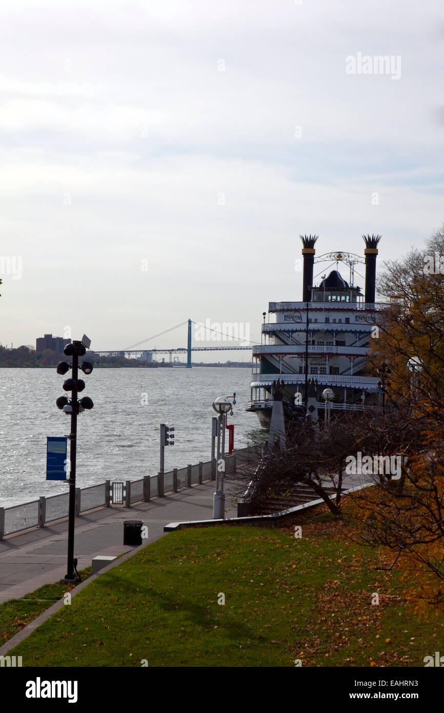 A view of the Detroit Princess Riverboat in downtown Detroit Stock ...