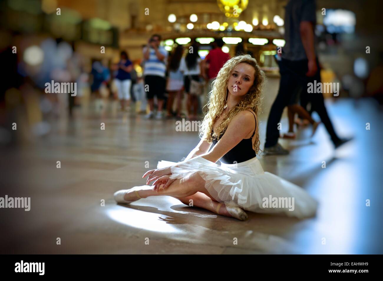 Classic ballerina with tutu dancing in the New York Subway Stock Photo ...