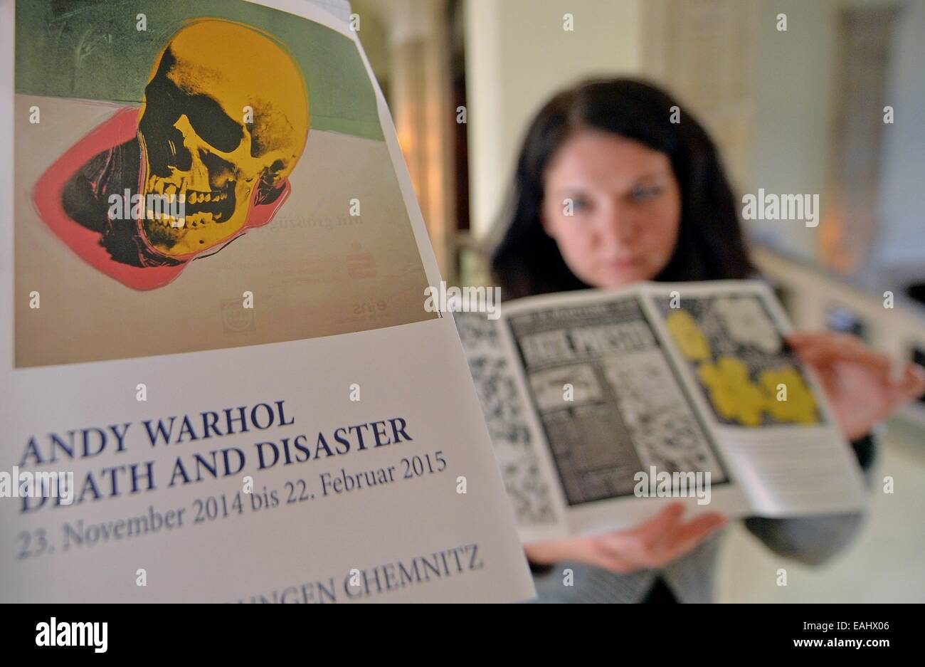 Chemnitz, Germany. 14th Nov, 2014. An employee of the Kunstsammlungen ...