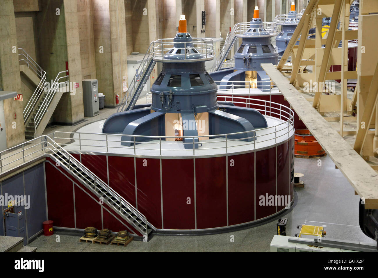 Hoover Dam turbines generating electrical current for the Southwest USA ...