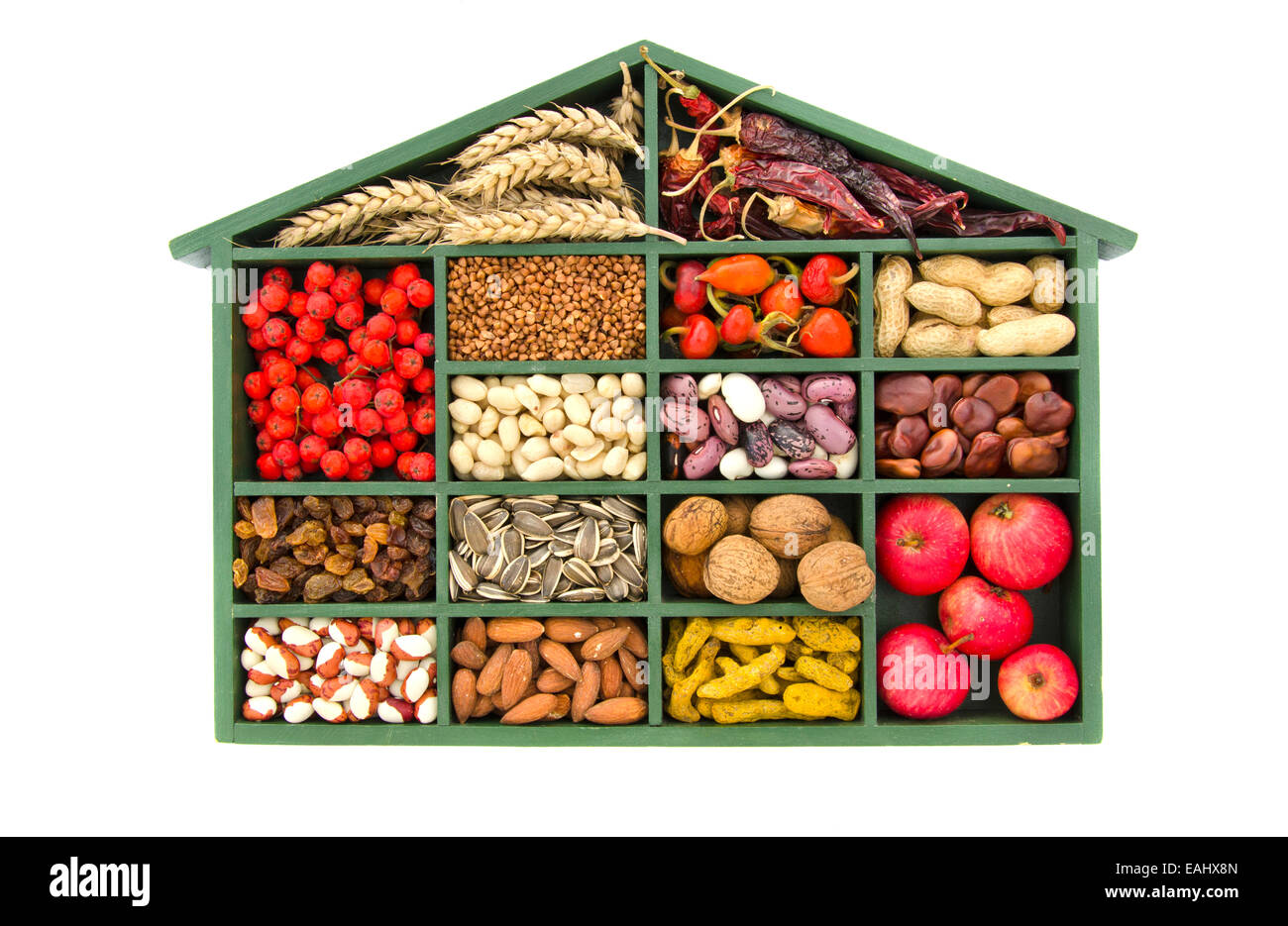 wooden food ingredient and spices box isolated on white Stock Photo - Alamy