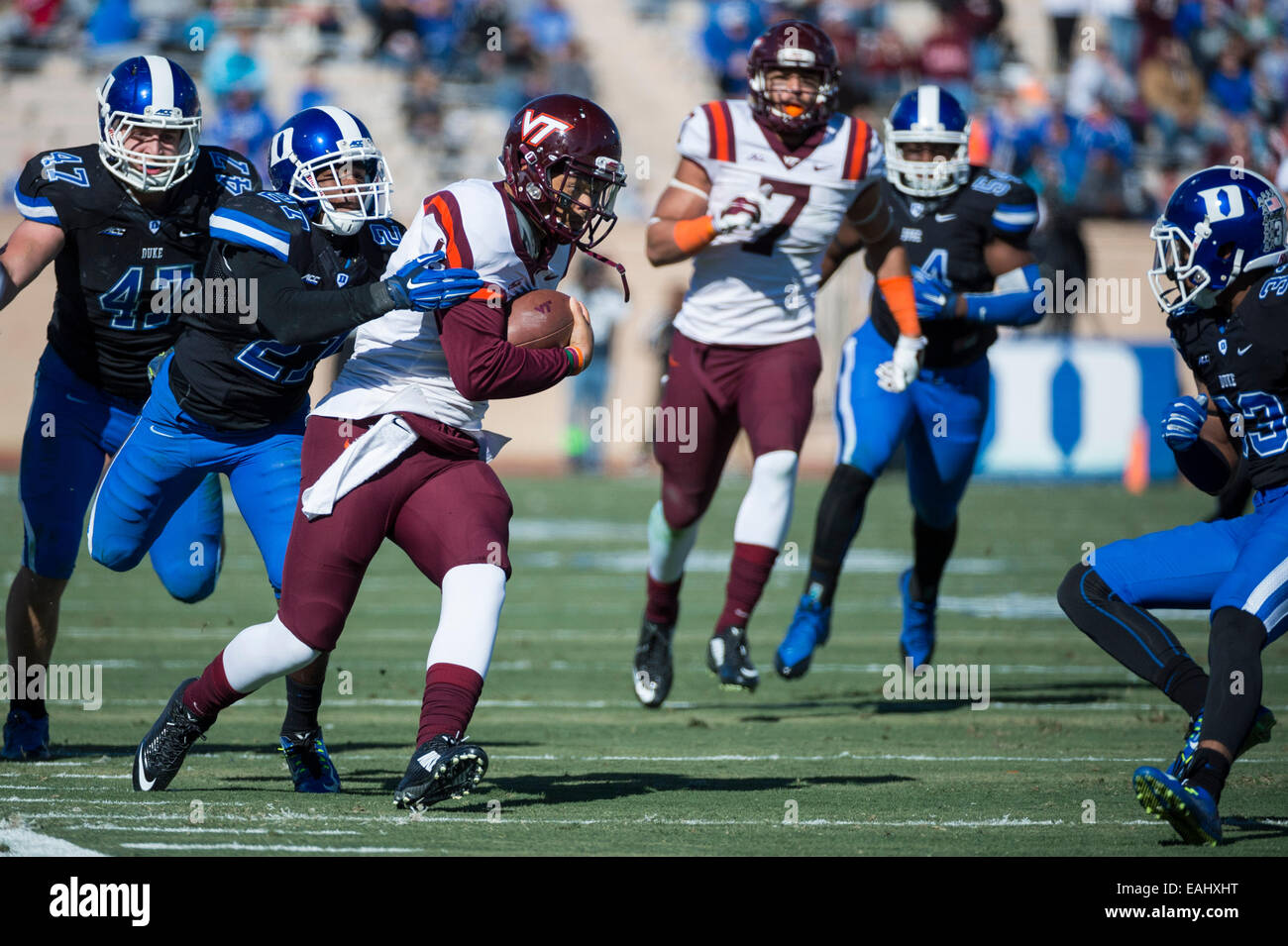Durham, North Carolina, USA. 15th Nov, 2014. Virginia Tech QB Brenden ...