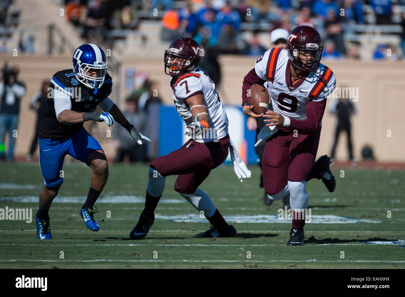 Durham, North Carolina, USA. 15th Nov, 2014. Virginia Tech QB Brenden ...