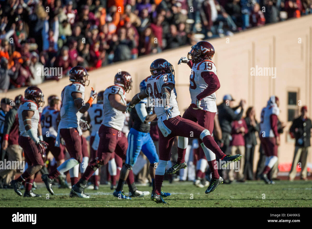 Durham, North Carolina, USA. 15th Nov, 2014. Virginia Tech celebrates a ...