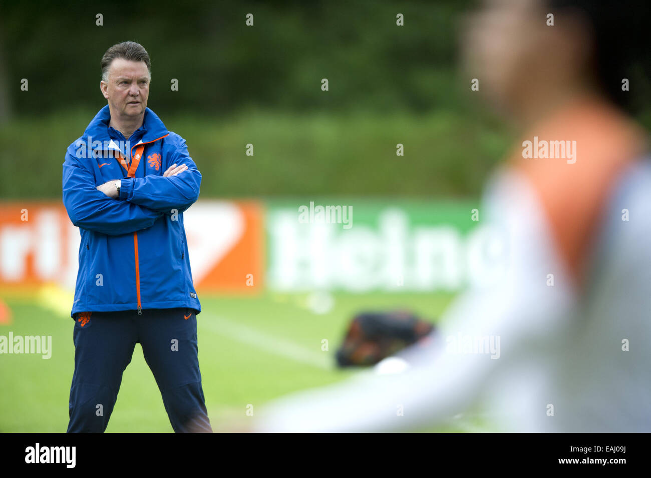 Coach Louis van Gaal attends a training session with the Dutch national ...