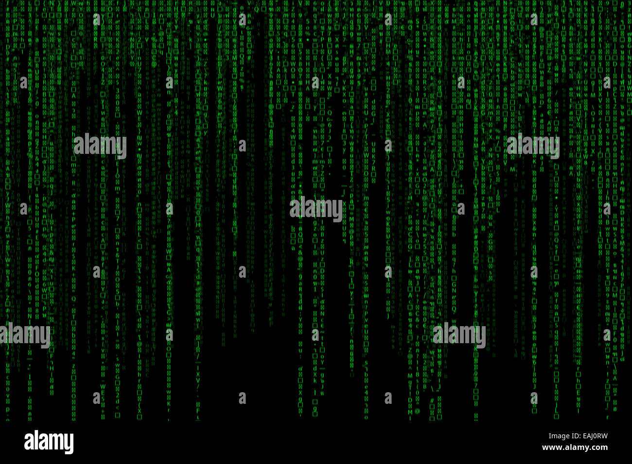 Matrix background with the green symbols, motion blur Stock Photo - Alamy