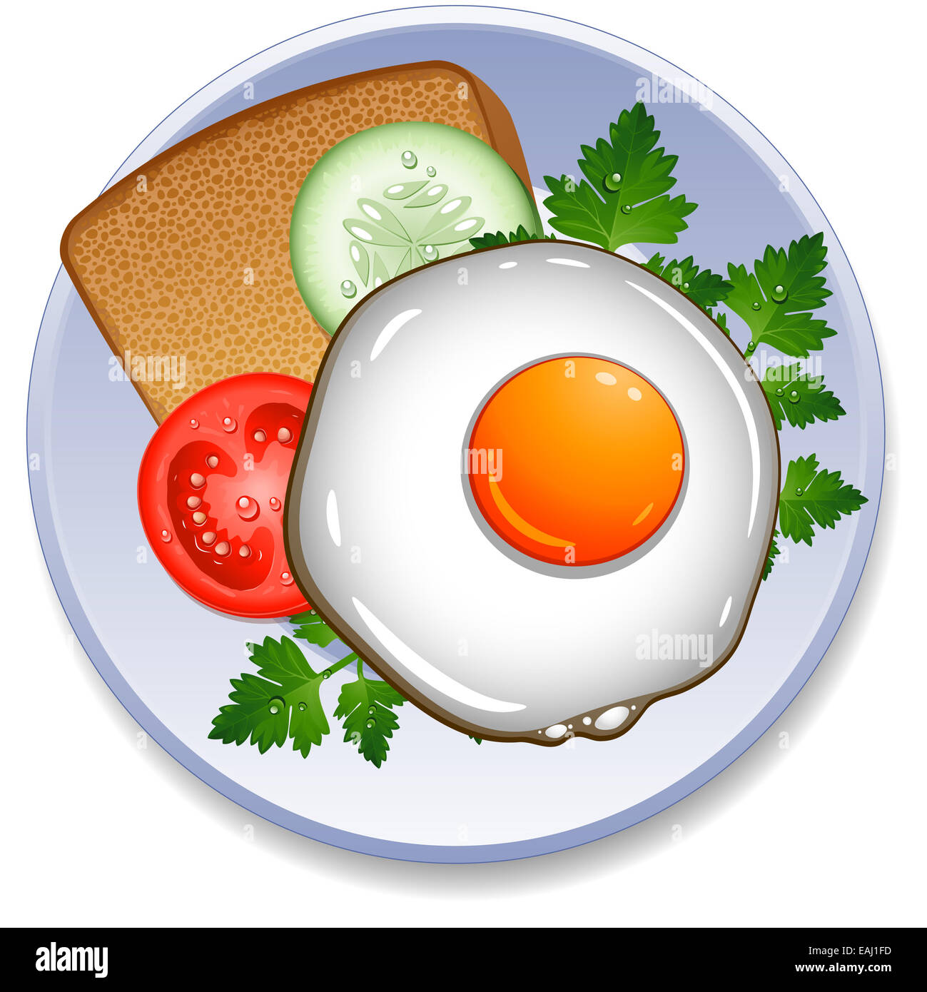 Fried eggs vegetables bread Cut Out Stock Images & Pictures - Alamy