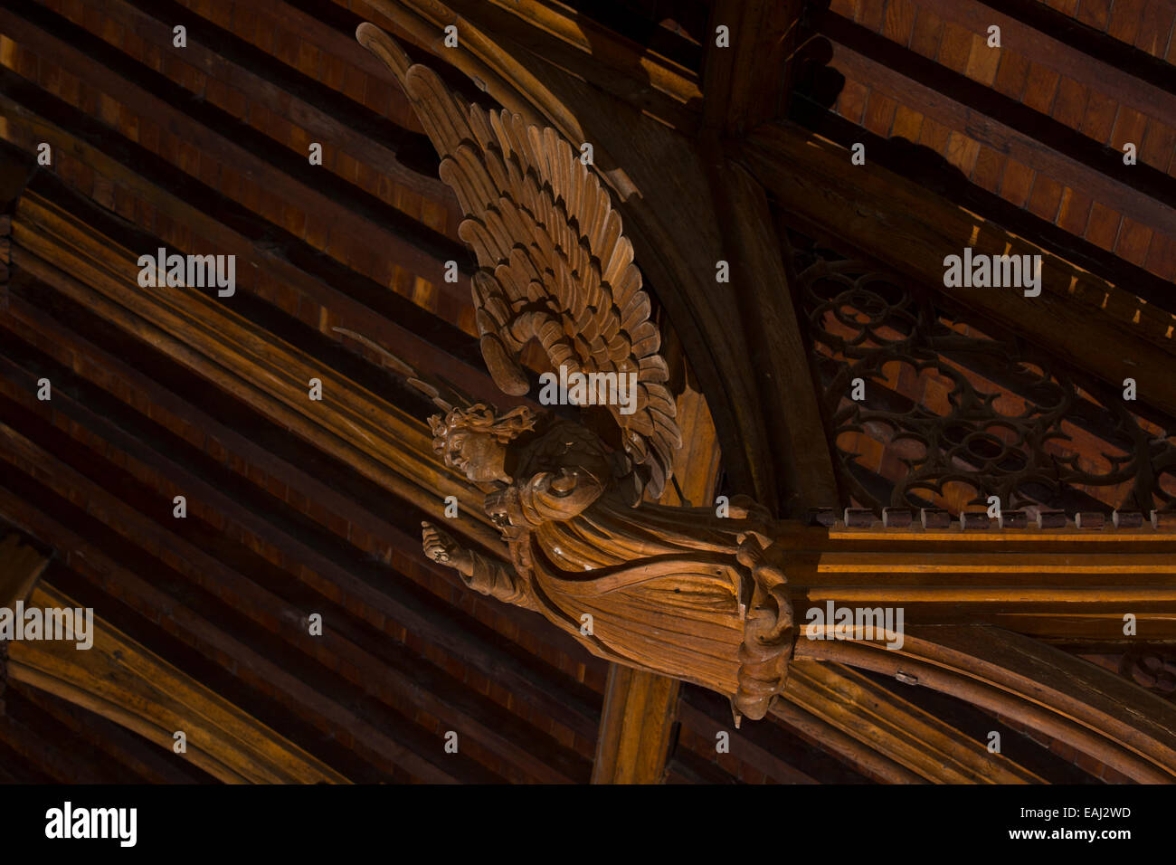 Wooden church roof angels hi-res stock photography and images - Alamy