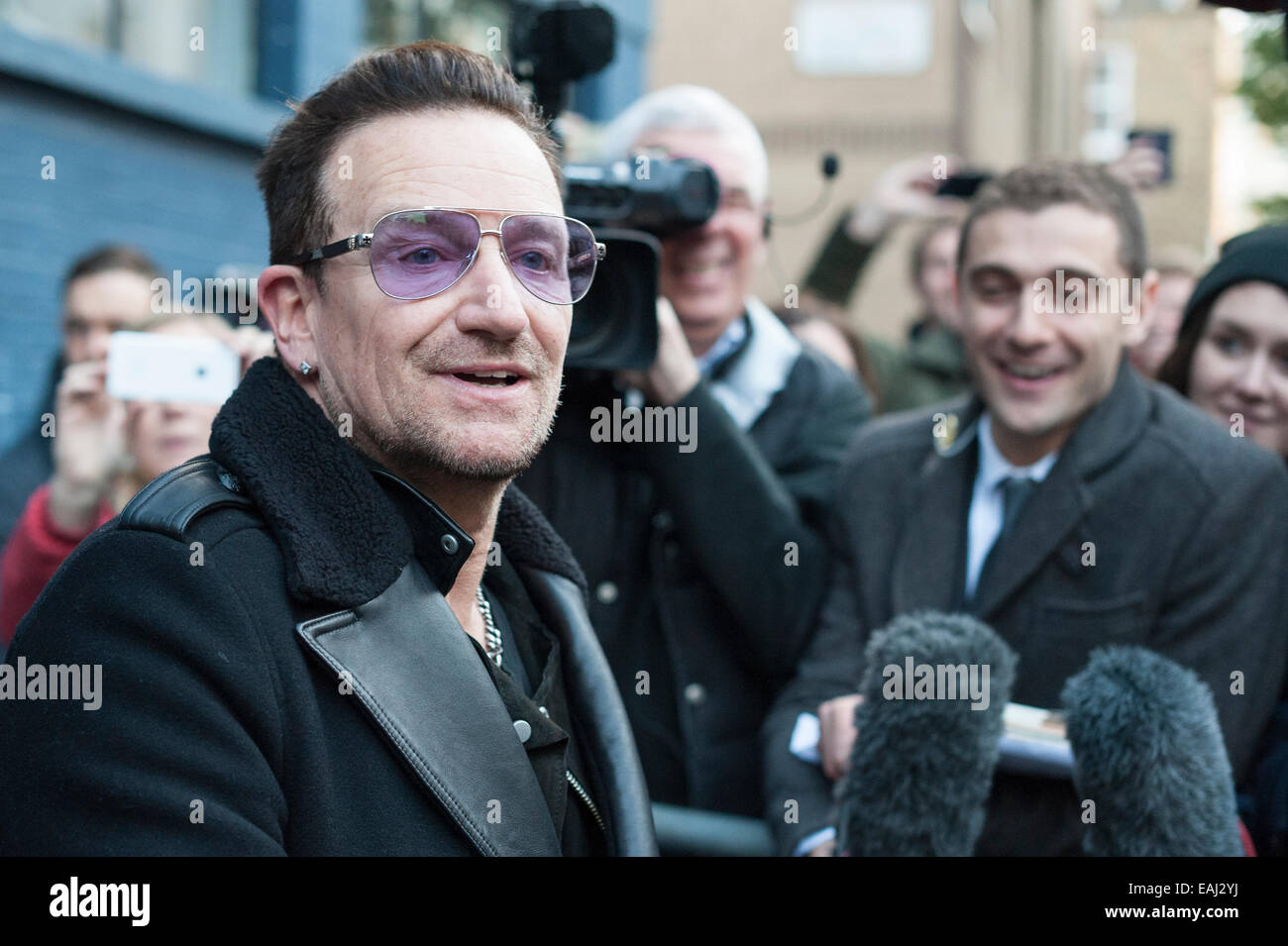 Basing Street, London, UK. 15th November 2014. Artists leave Sarm ...