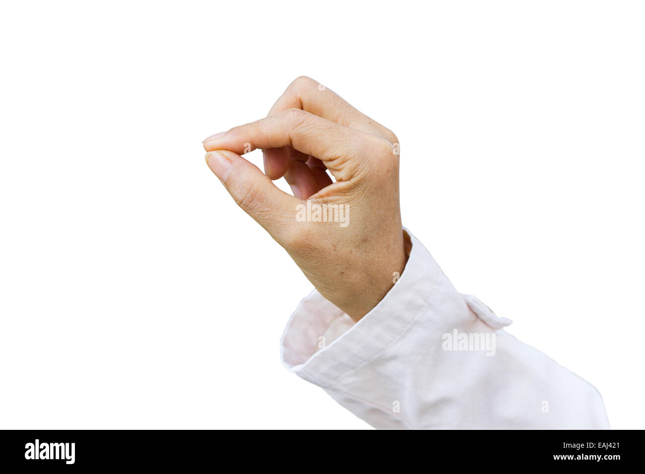 hand of business woman holding object, isolated on white background ...