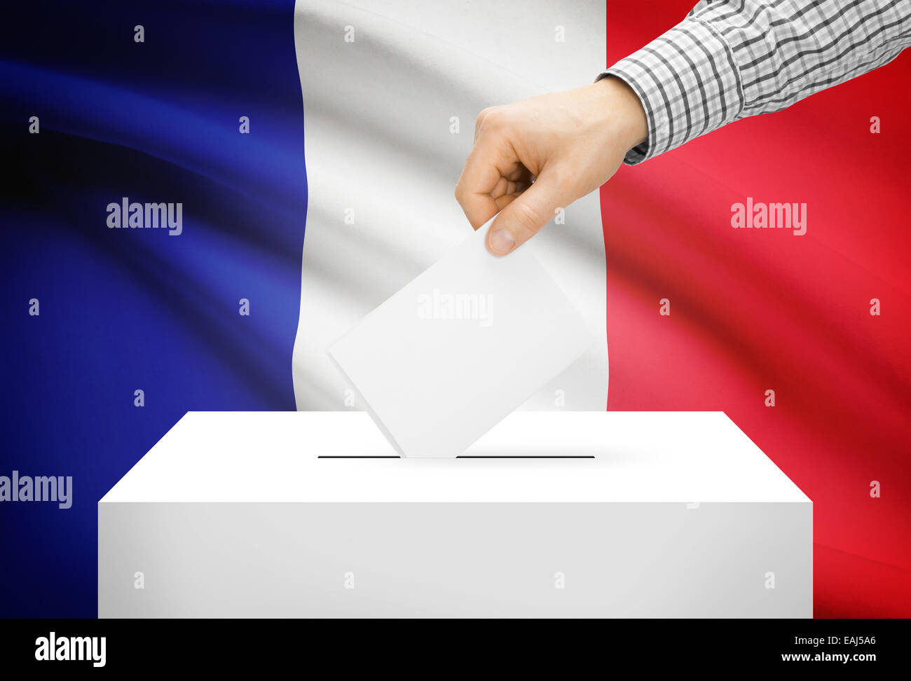 Voting concept - Ballot box with national flag on background - France ...