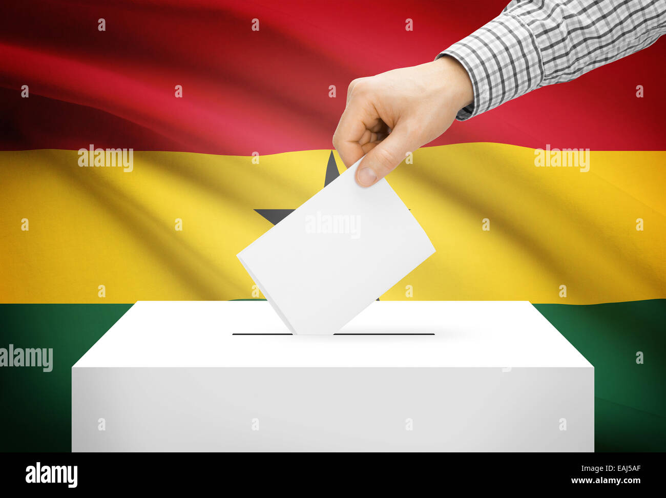 Voting concept - Ballot box with national flag on background - Ghana ...
