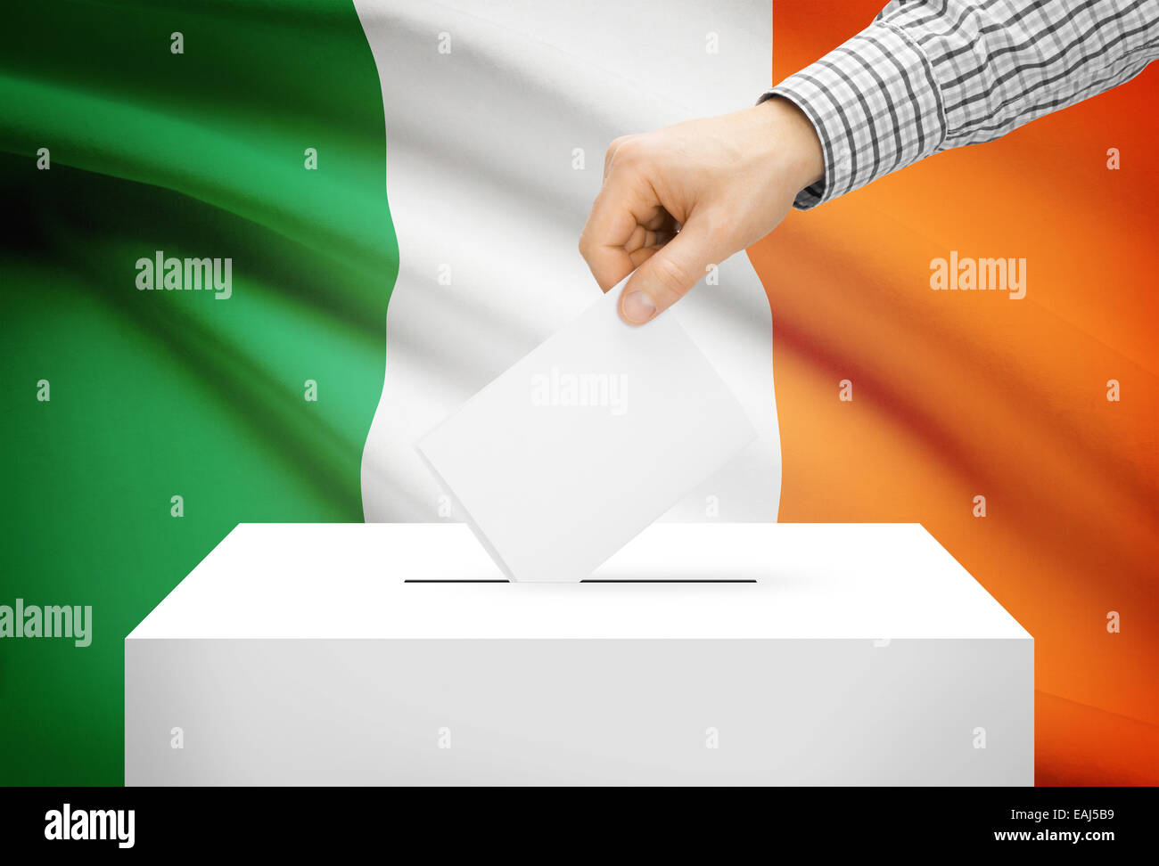 Voting concept - Ballot box with national flag on background - Ireland ...