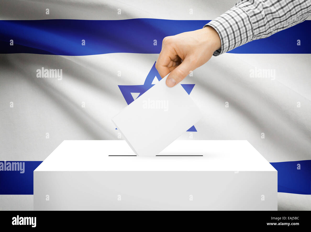 Voting concept - Ballot box with national flag on background - Israel ...