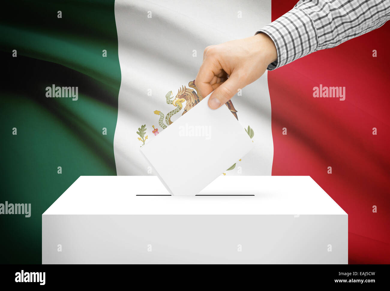 Voting concept - Ballot box with national flag on background - Mexico ...