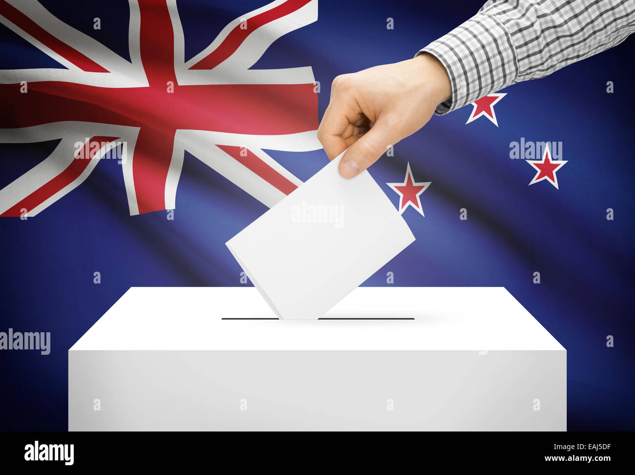 Voting concept - Ballot box with national flag on background - New ...
