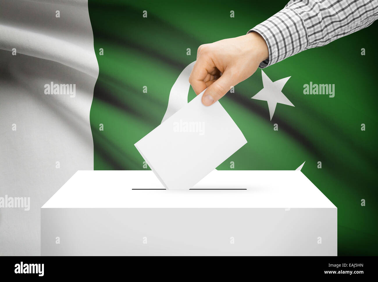 Voting concept - Ballot box with national flag on background - Pakistan ...