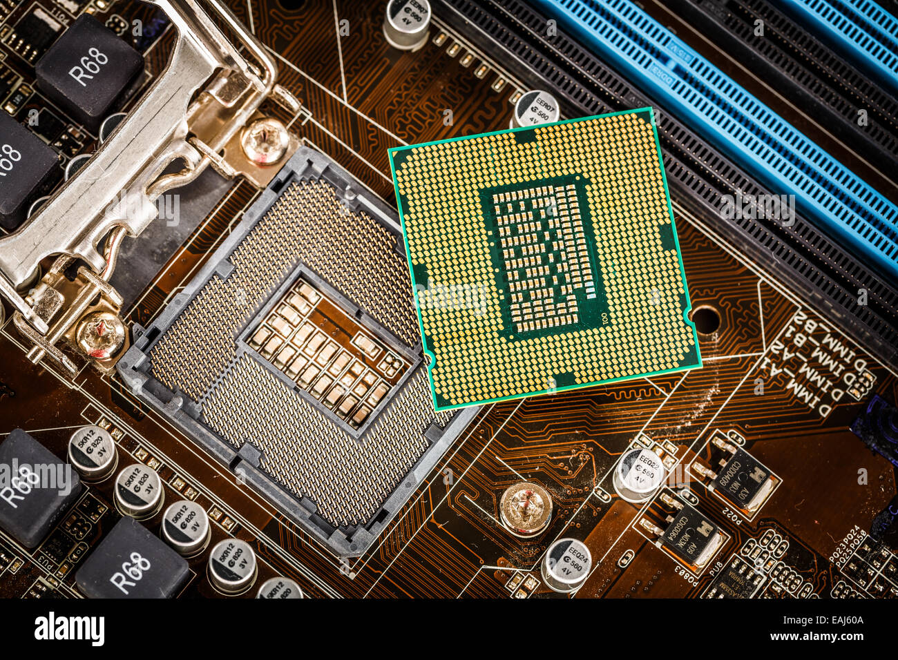 Modern processor and motherboard for a home computer Stock Photo - Alamy